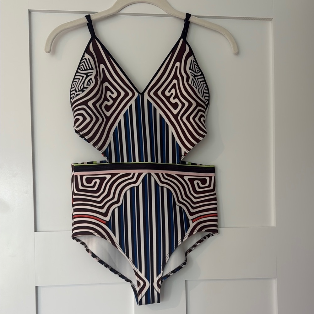 Clover Canyon Swim Geometric One Piece - Size Small - Gem